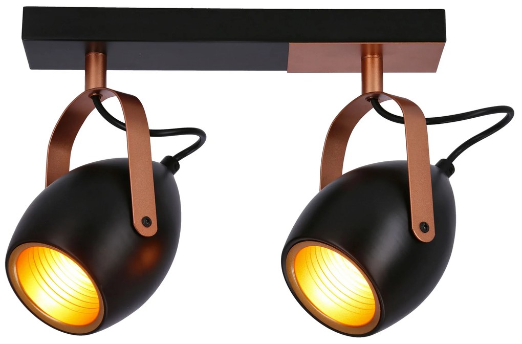 Černo-měděné stropnínástěnné svítidlo Anica pro žárovku 2x E14  - Candellux