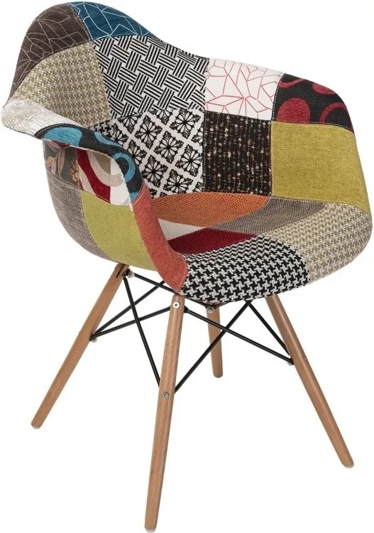 Designová židle DAW čalouněná, patchwork