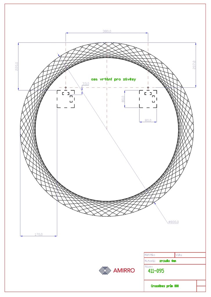 Kulaté zrcadlo do koupelny s podsvíceným zdobeným okrajem - ⌀ 80 cm - Crosslines