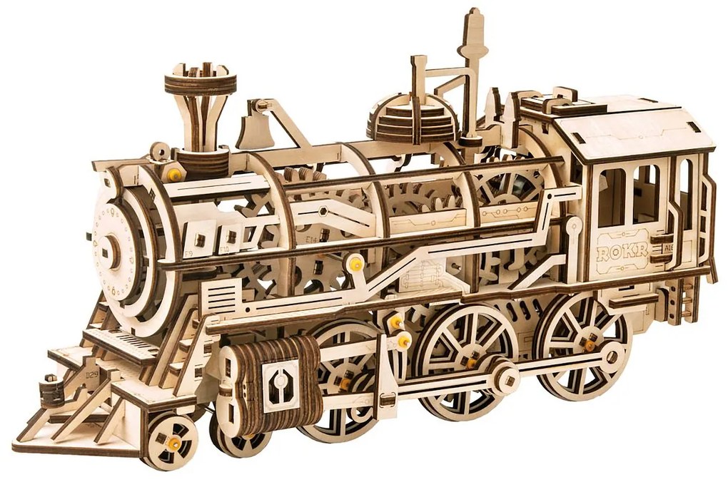 RoboTime 3D dřevěná mechanická skládačka Parní lokomotiva