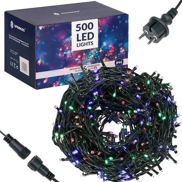 LED světelný řetěz - 41,5m, 500LED, IP44, multicolor