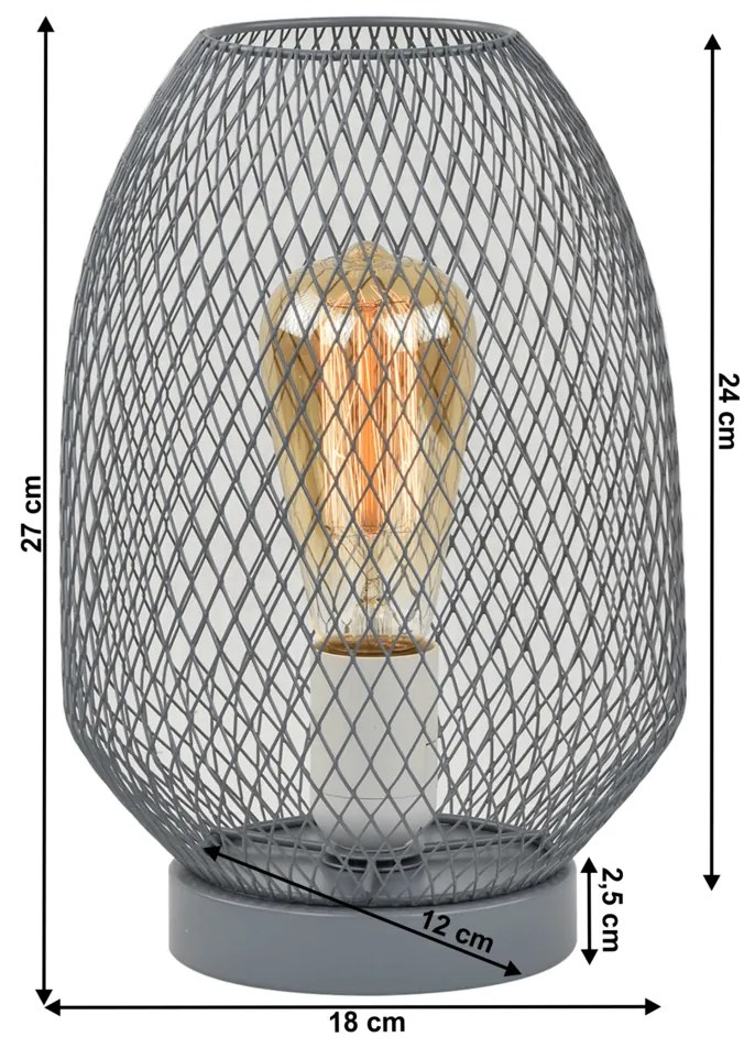 Tempo Kondela, s.r.o. Stolní lampa, kov/šedá, ANLEY