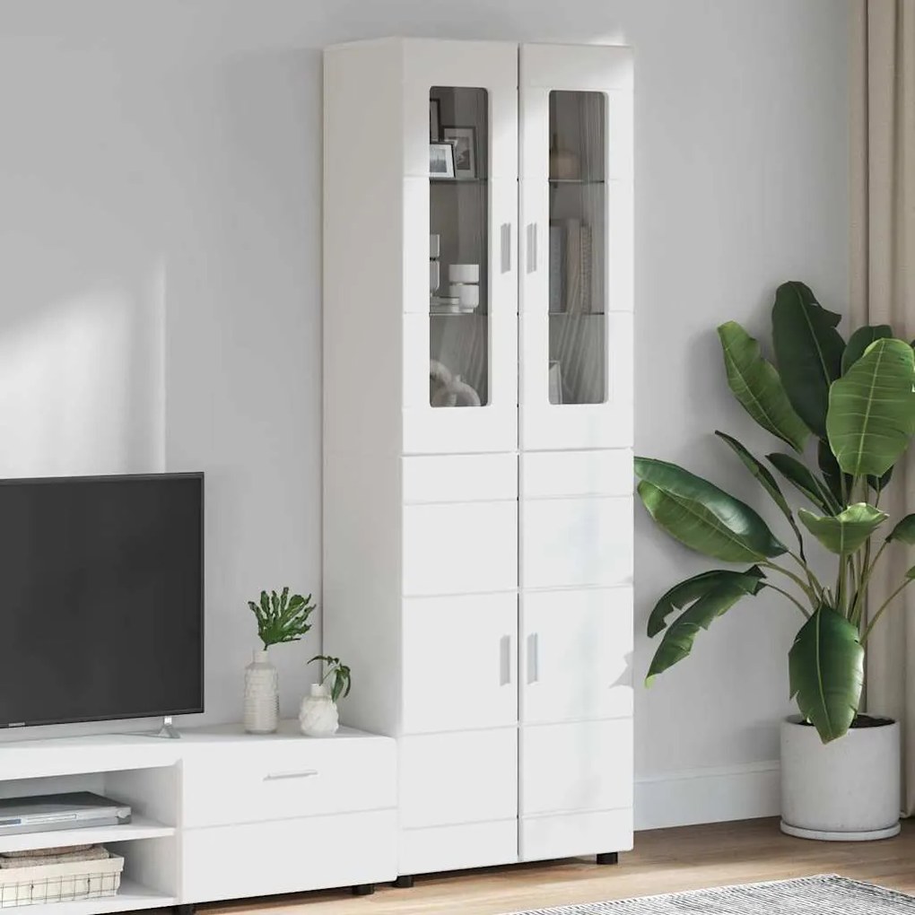 Vysoký bufet FLORIN 60 x 35 x 182 cm Bílá Kompozitní dřevo 3397914