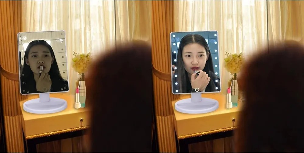 Bezdoteku Kosmetické make-up zrcátko s led osvětlením bílé