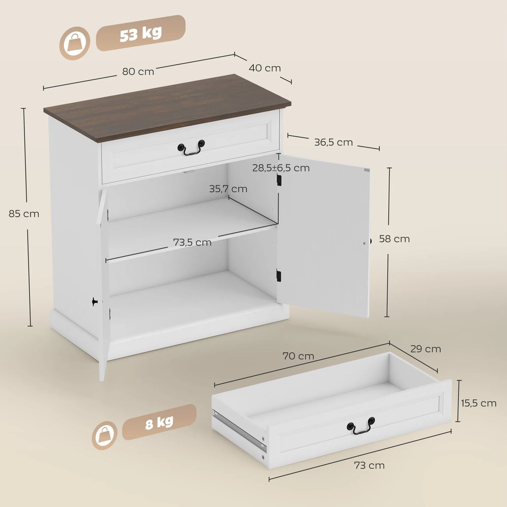 HOMCOM komoda se 2 dvířky a zásuvkou 80 × 40 × 85 cm