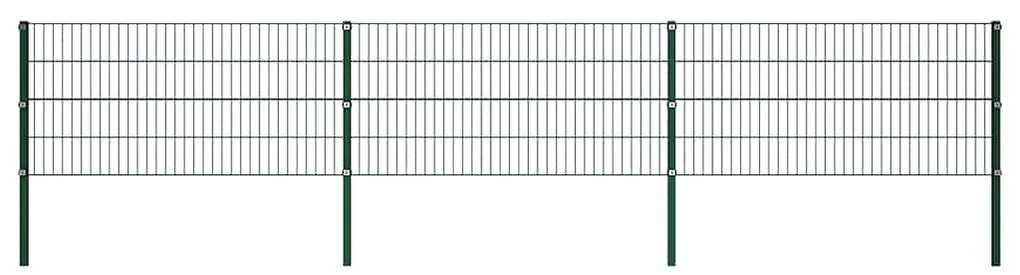 Plotový panel se sloupky železný 522 x 80 cm zelený 278606