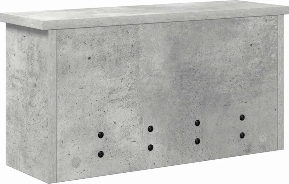 věšák, nástěnný, 3 poličky, háčky, kompozitní dřevo, 26x50x16 cm, beton šedá, Dekorino TK20260020