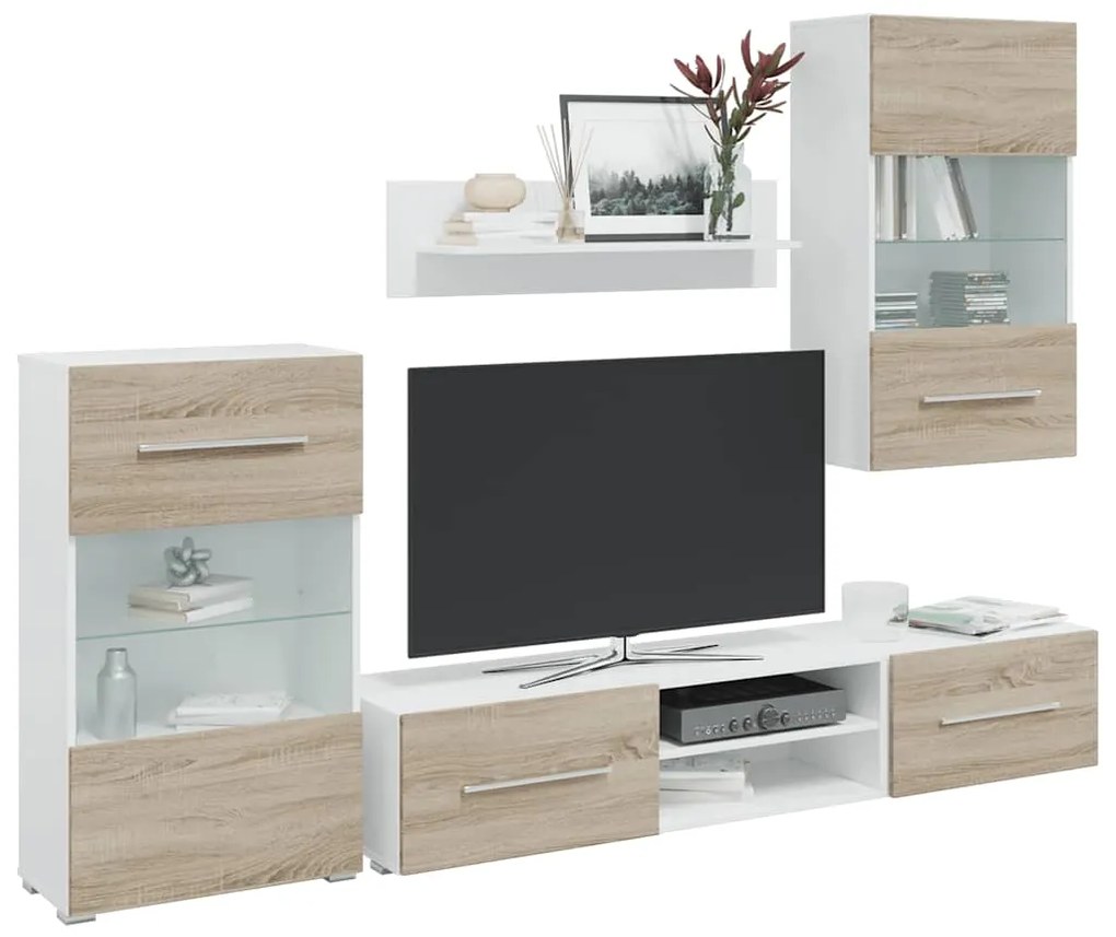 5dílná TV stolky s LED osvětlením dub sonoma kompozit 3324231