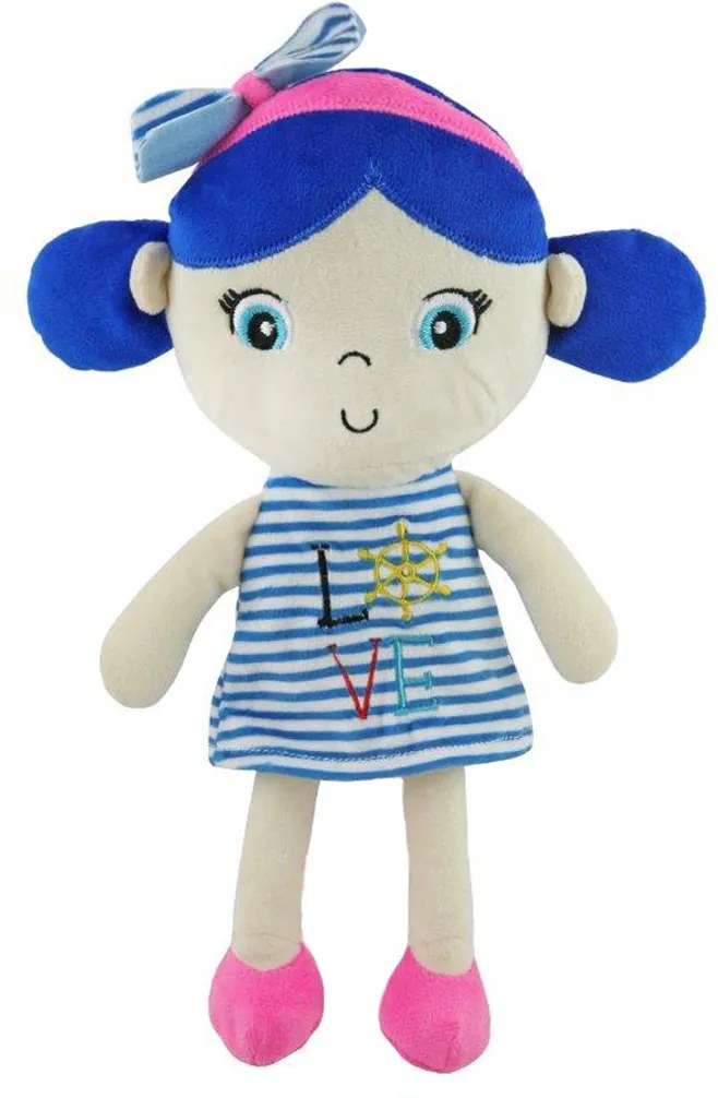 Edukační plyšová panenka Baby Mix námořník holka blue