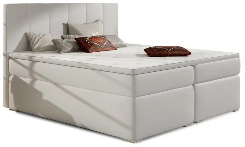 Hector Čalouněná kontinentální postel boxspring Bolero 180x200 bílé - EKOkůže