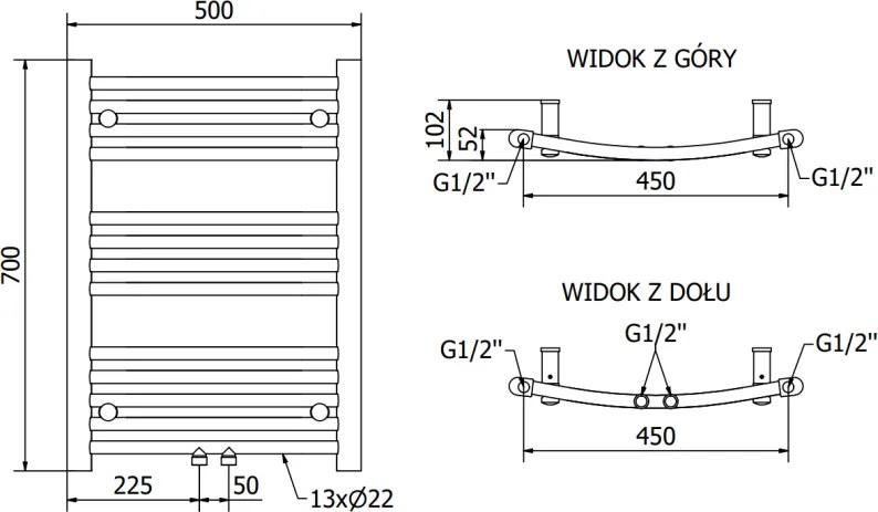 Mexen Ares, topné těleso 700x500 mm, 286 W, bílá, W102-0700-500-00-20