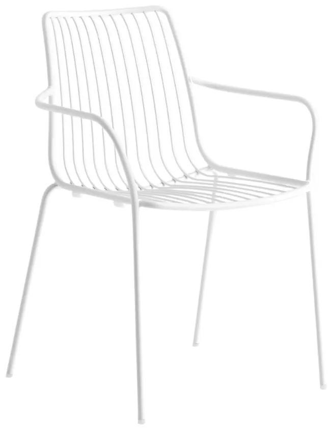 OnaDnes -20% Pedrali Bílá kovová zahradní židle Nolita 3656 s područkami