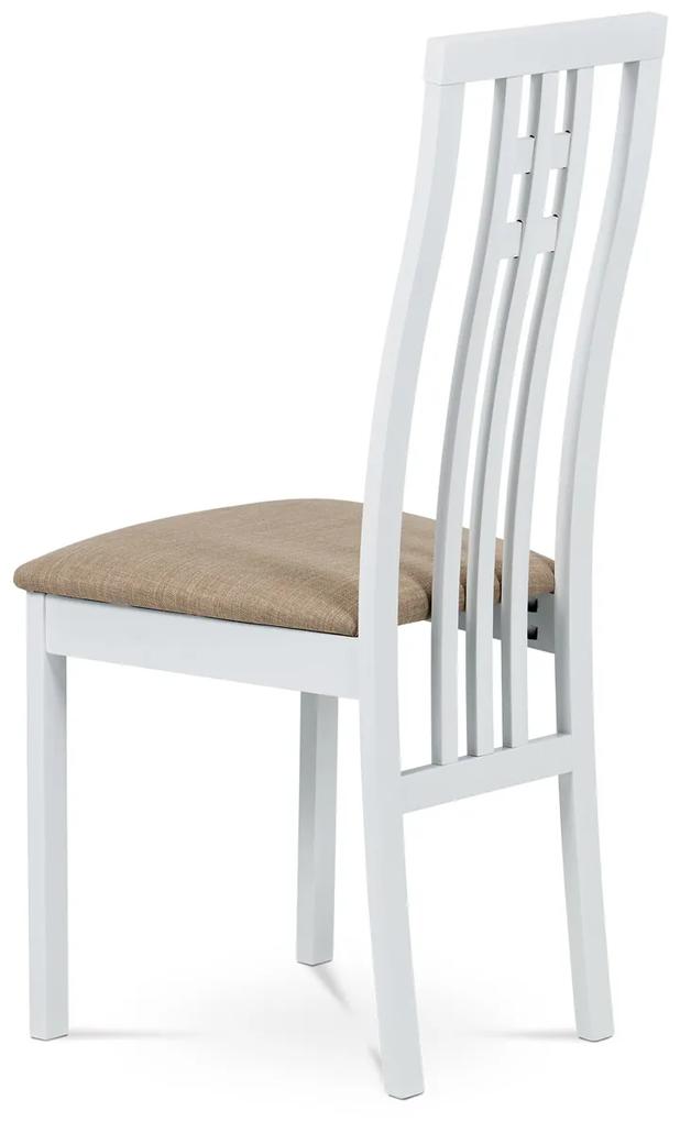 Jídelní židle OLIVER, masiv buk bílý/látkový béžový potah