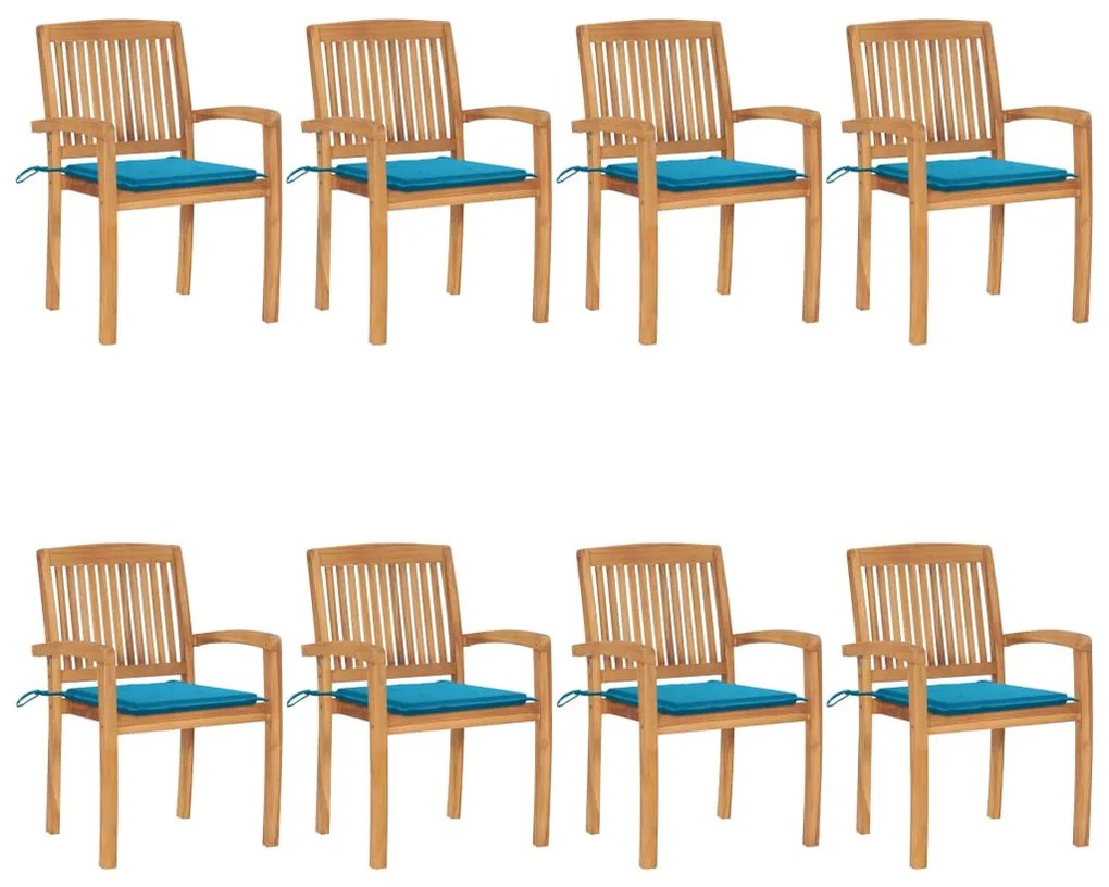 Stohovatelné zahradní židle s poduškami 8 ks masivní teak 3073244