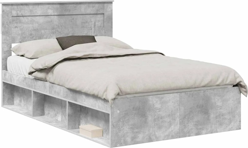 Rám postele Betonově šedá 135 x 190 cm Masivní borové dřevo 3409770