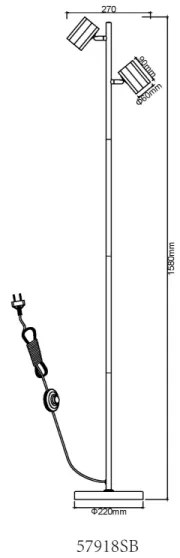 Globo 57918SB - Stojací lampa JAMES 2xGU10/5W/230V černá