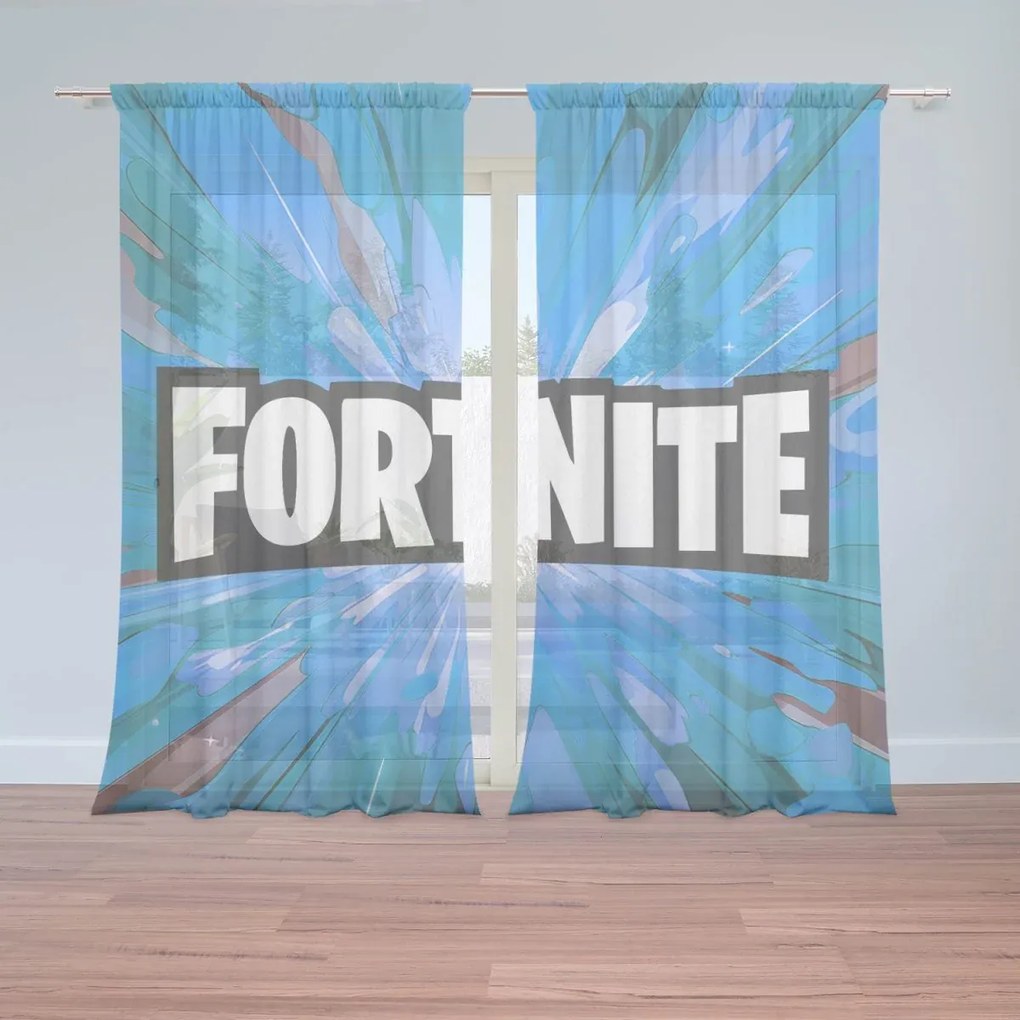 Sablio Záclony FORTNITE modrá: 2ks 150x250cm