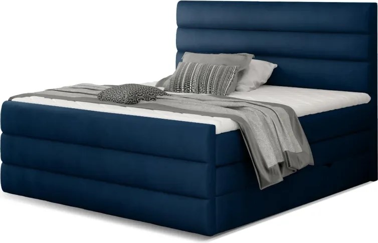 Kontinentální boxspring postel Carmen, modrá 160x200cm (monolith 77/ CAND 07)