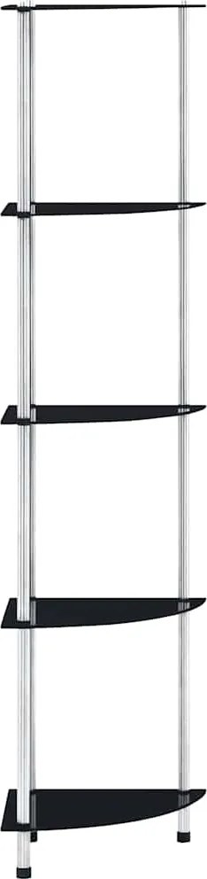 5patrová police černá 30 × 30 × 130 cm tvrzené sklo 249521