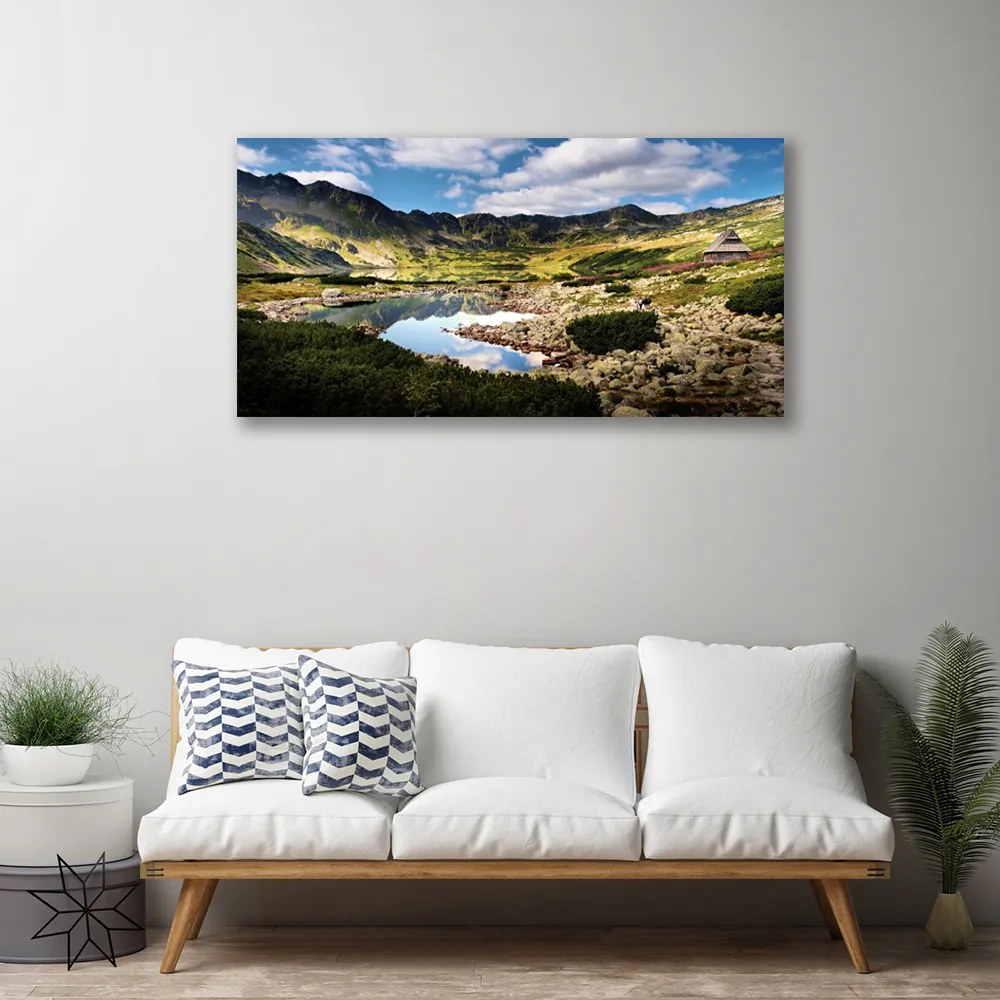 Obraz na plátně Hora Jezero Krajina 125x50 cm