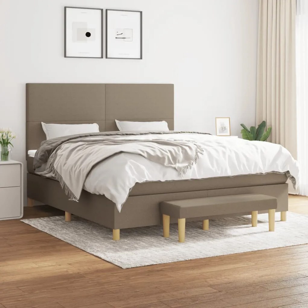 Box spring postel s matrací taupe 180x200 cm textil 3137017