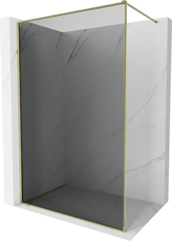 Mexen Kioto-F, sprchová zástěna s rámem 100 x 202 cm, 8 mm šedé sklo, zlatý lesklý profil, 800-100-104-50-40