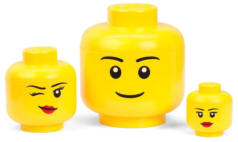 Žlutý úložný box ve tvaru hlavy LEGO® Winky, ⌀ 16,3 cm