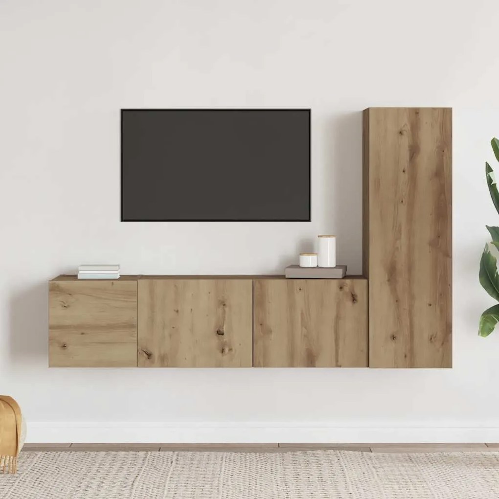 Nástěnné TV skříňky 3 ks dub artisan kompozitní 3328958