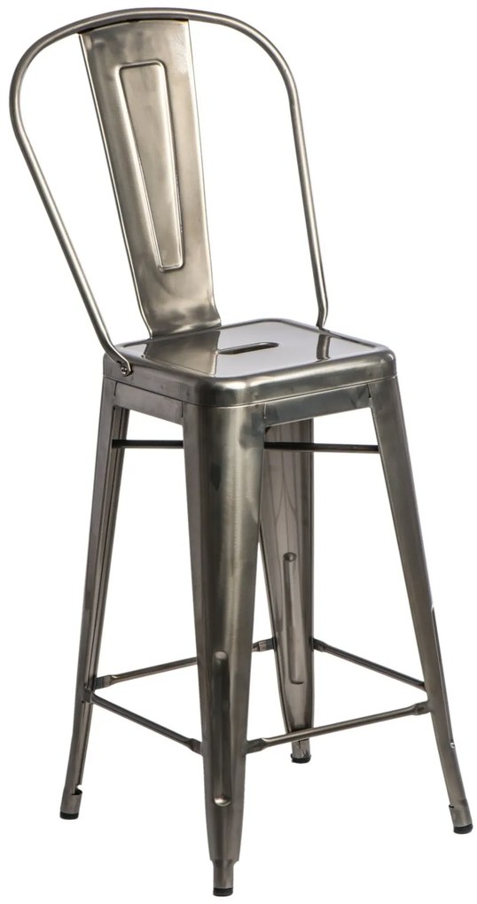 Barová židle s opěradlem  Paris Back metalická
