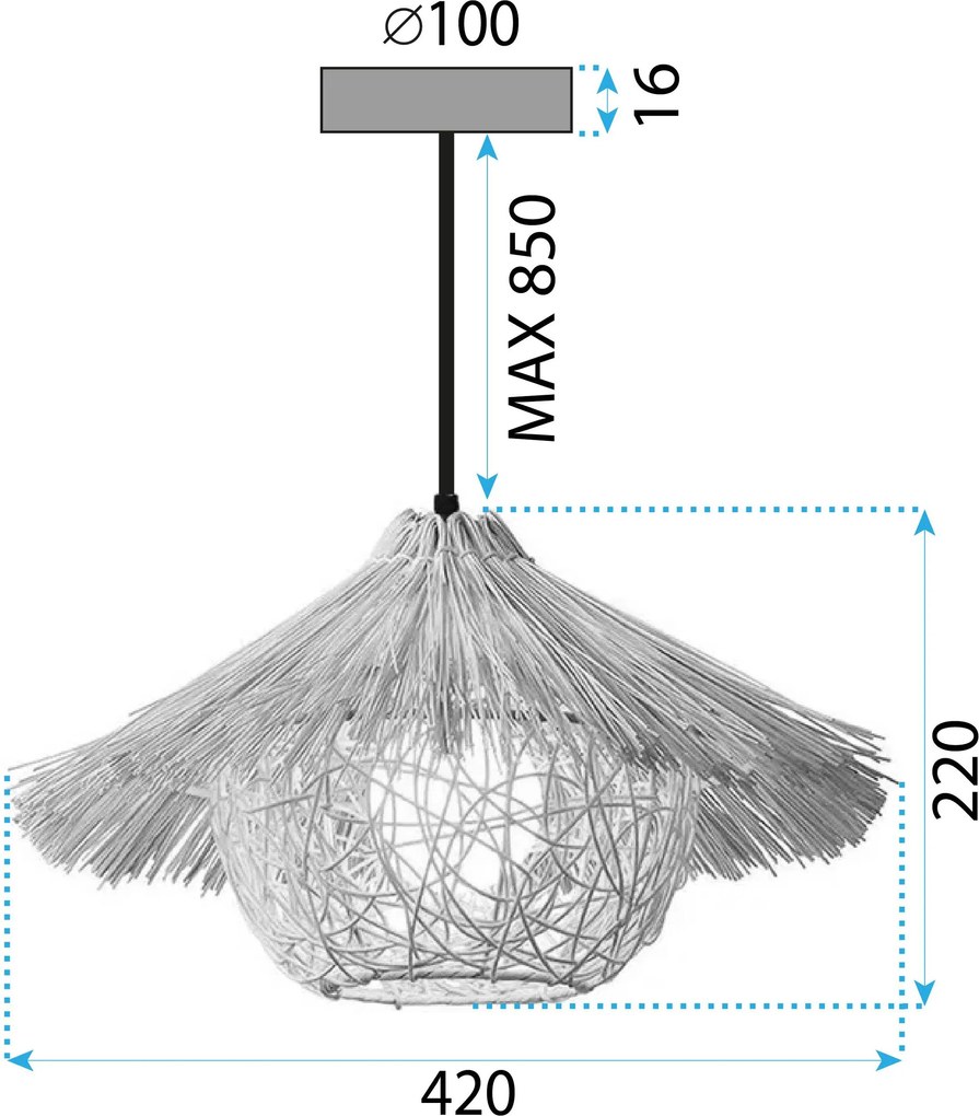 Toolight Natural, stropní závěsné svítidlo 1xE27 APP1636-1CP, přírodní hnědá, OSW-05109
