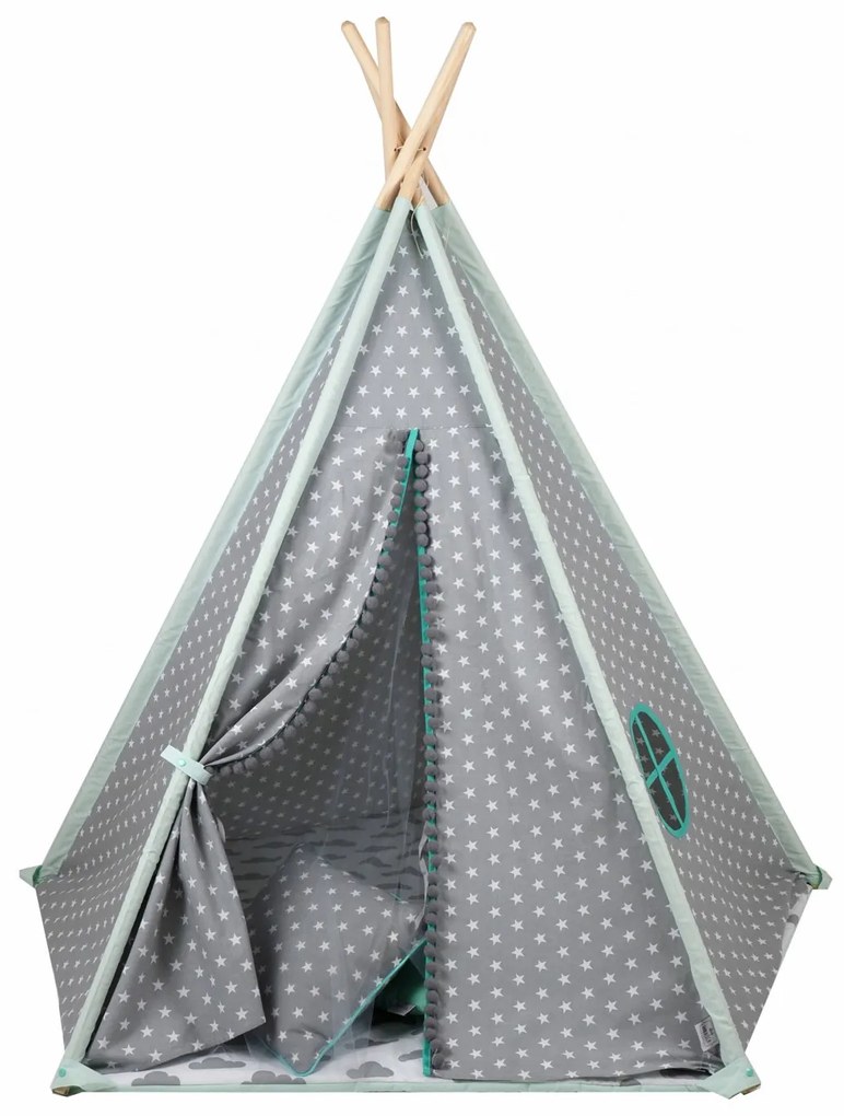 Vigvam design Teepee Stars Mint - ČTVERCOVÉ BEZ DOPLŇKŮ