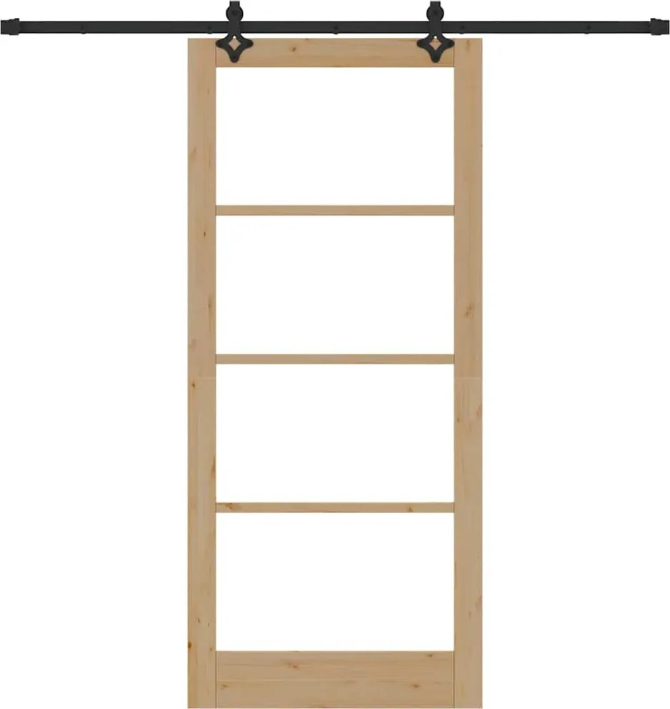 Posuvné dveře Přírodní 93 x 211 cm Masivní borové dřevo a sklo 3332317
