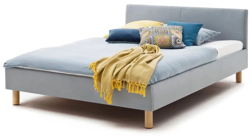 Modrošedá čalouněná dvoulůžková postel 140x200 cm Lena – Meise Möbel