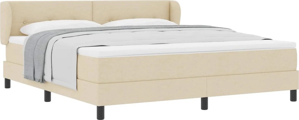 Postel s boxspringem s čelo Krémová 180 x 200 cm textil 3340043