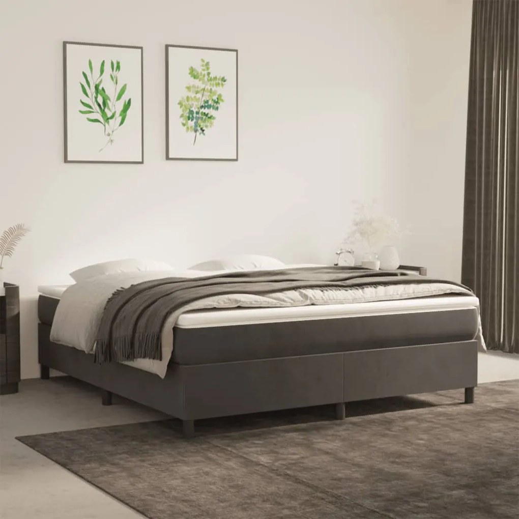Box spring postel s matrací tmavě šedá 180x200 cm samet 3144694