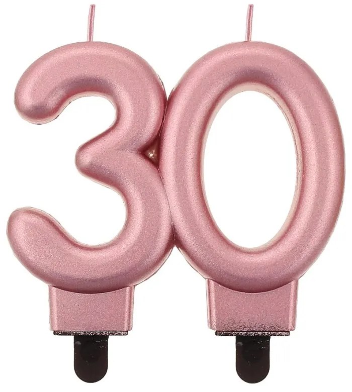 Svíčka dortová číslice 30 metalická, růžová