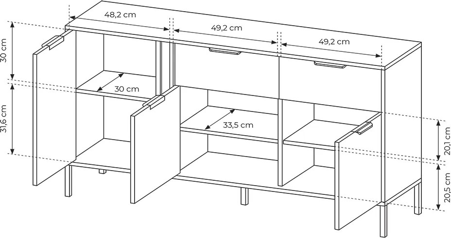 LARS a | komoda 153 3D2S | 153,1 cm | antracit