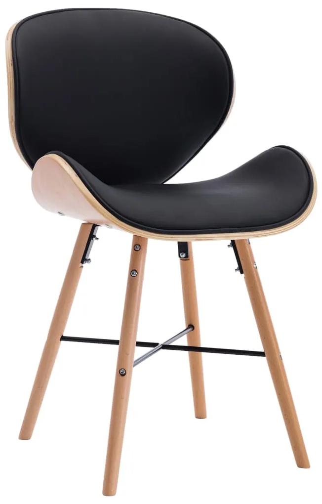 Jídelní židle 2 ks černé umělá kůže a ohýbané dřevo,  283144
