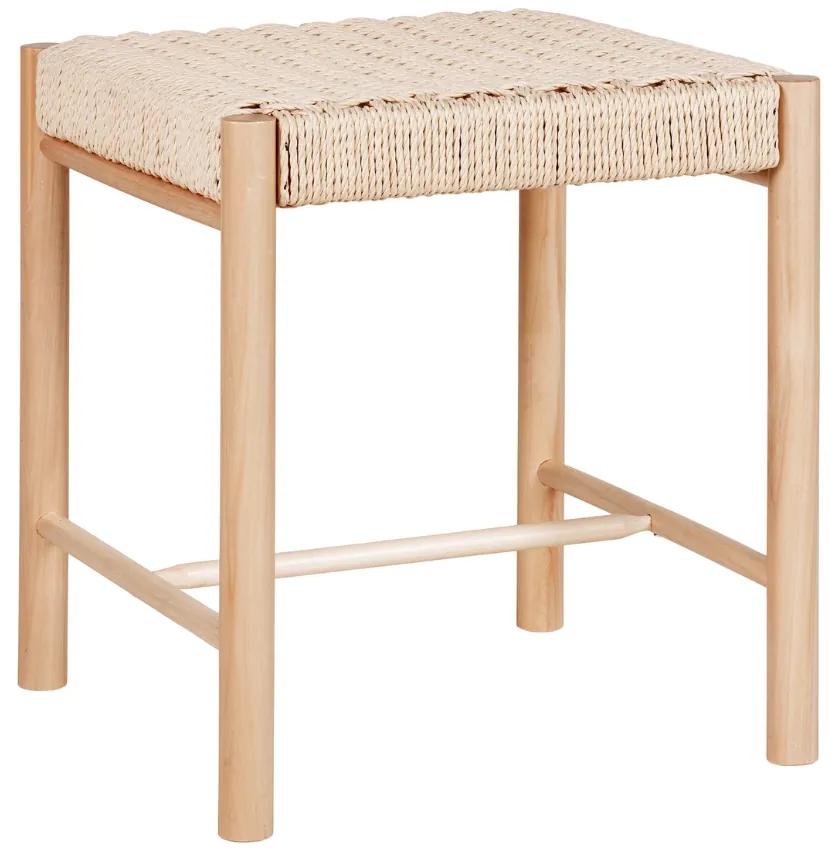 OnaDnes -20% Nordic Living Dřevěná stolička Abannon 46,5 cm s proutěným výpletem