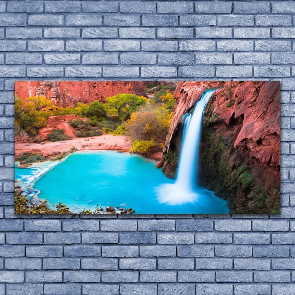 akrylový obraz Vodopád Hory Příroda 120x60 cm