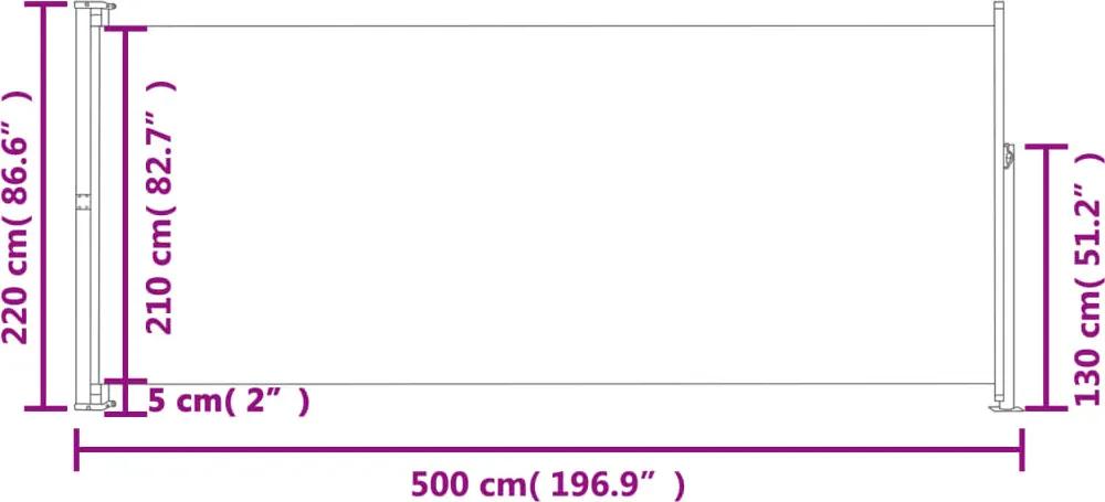 vidaXL Zatahovací boční markýza 220 x 500 cm krémová [313430]