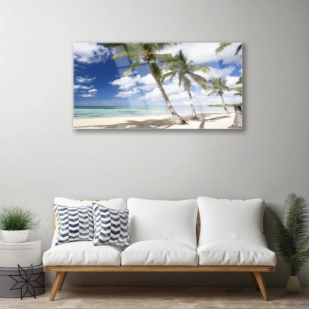 Obraz na skle Moře Pláž Palma Krajina 125x50 cm