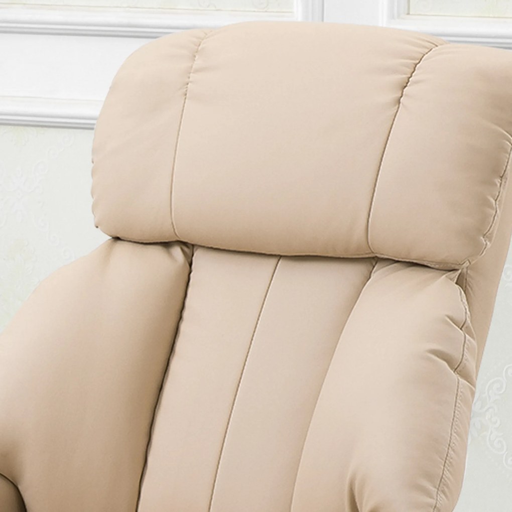 HOMCOM Polohovací křeslo s funkcí polohování, masážní křeslo, TV křeslo, polohovací křeslo, ergonomické křeslo s taburetem, béžová barva, 76 x 80 x 1…