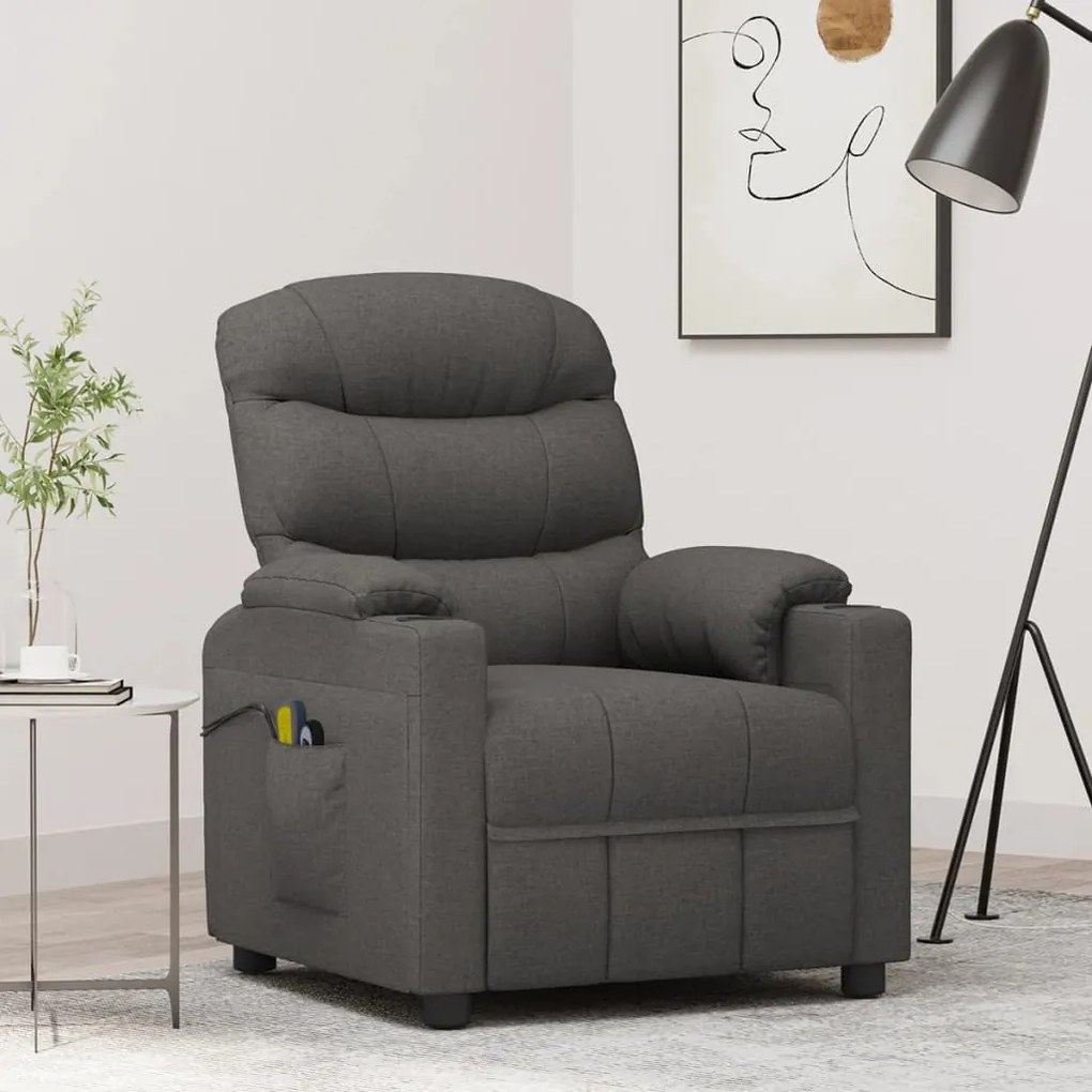 Elektrické masážní křeslo tmavě šedé textil 3143504