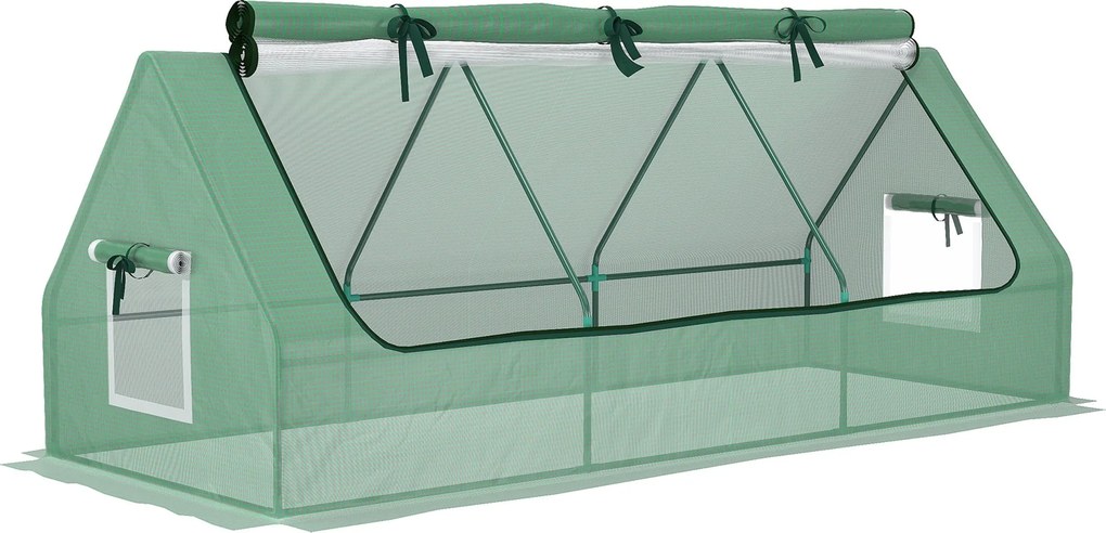 Skleník Outsunny se samostatnými okny, PE síťová fólie, UV odolný fóliový skleník z oceli, skleník na balkon a zahradu 240x90x90cm, skleník na rajčata