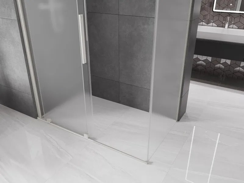 Mexen Velar, sprchový kout s posuvnými dveřmi 160 x 70 cm, 8mm sklo námraza, broušená ocel, 871-160-070-31-97