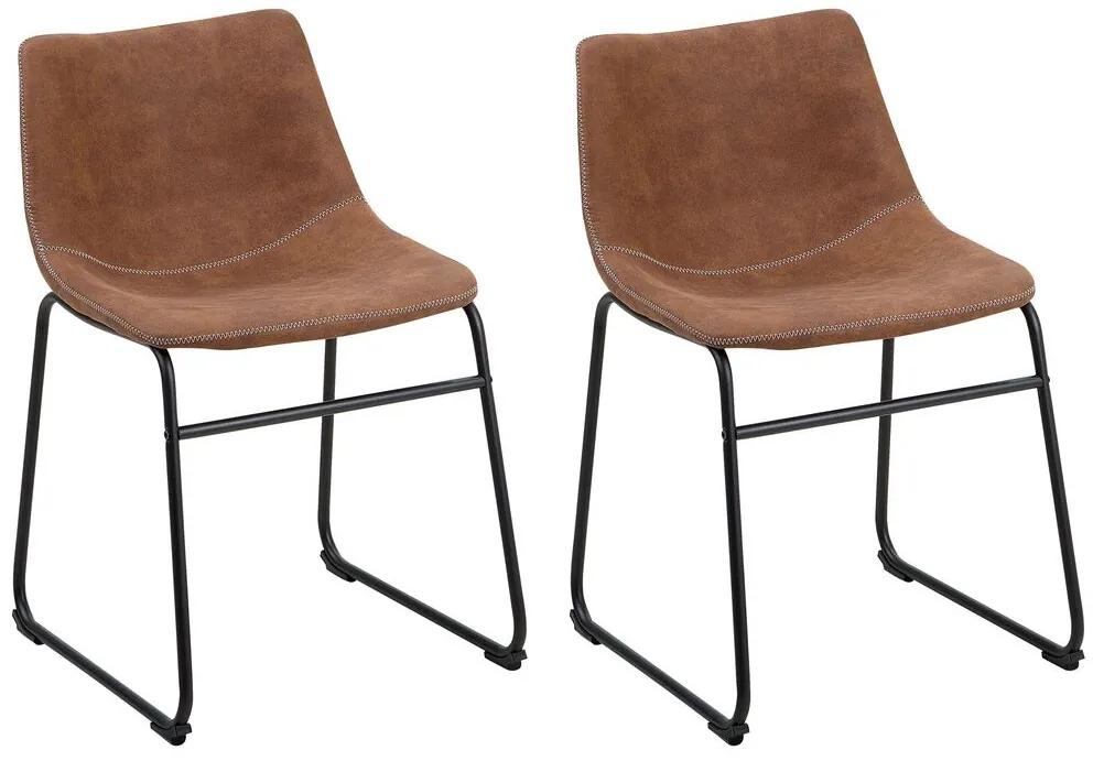 Sada dvou hnědých židlí BATAVIA Beliani