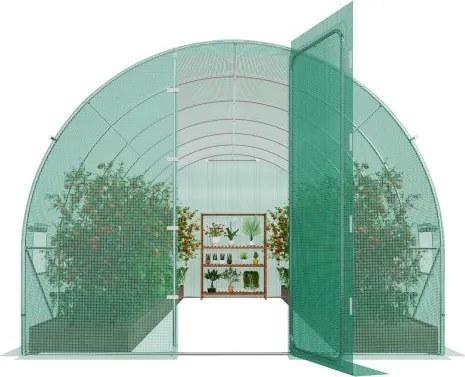 Walk-in tunelový skleník 5,9 × 2,95 × 2,26 m pozinkovaný rám PE kryt zelený