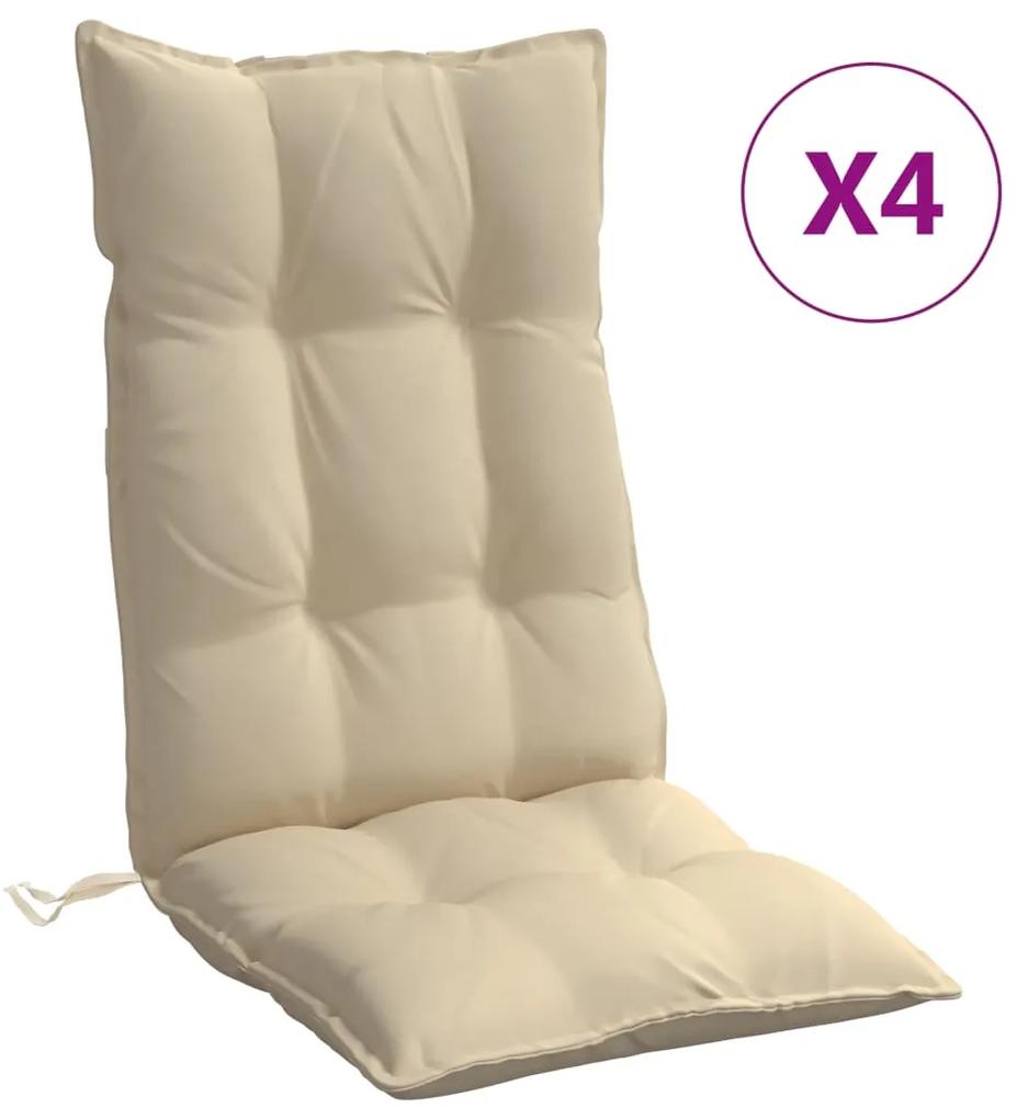 vidaXL Podušky na židli s vysokým opěradlem 4 ks béžové látka oxford