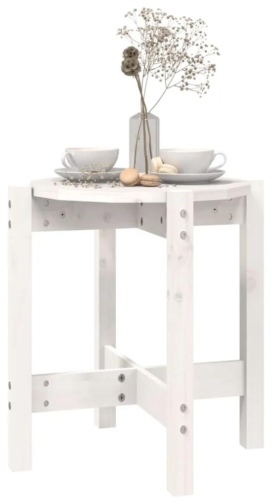 Konferenční stolek bílý Ø 42,5 x 45 cm masivní borové dřevo - Default Title